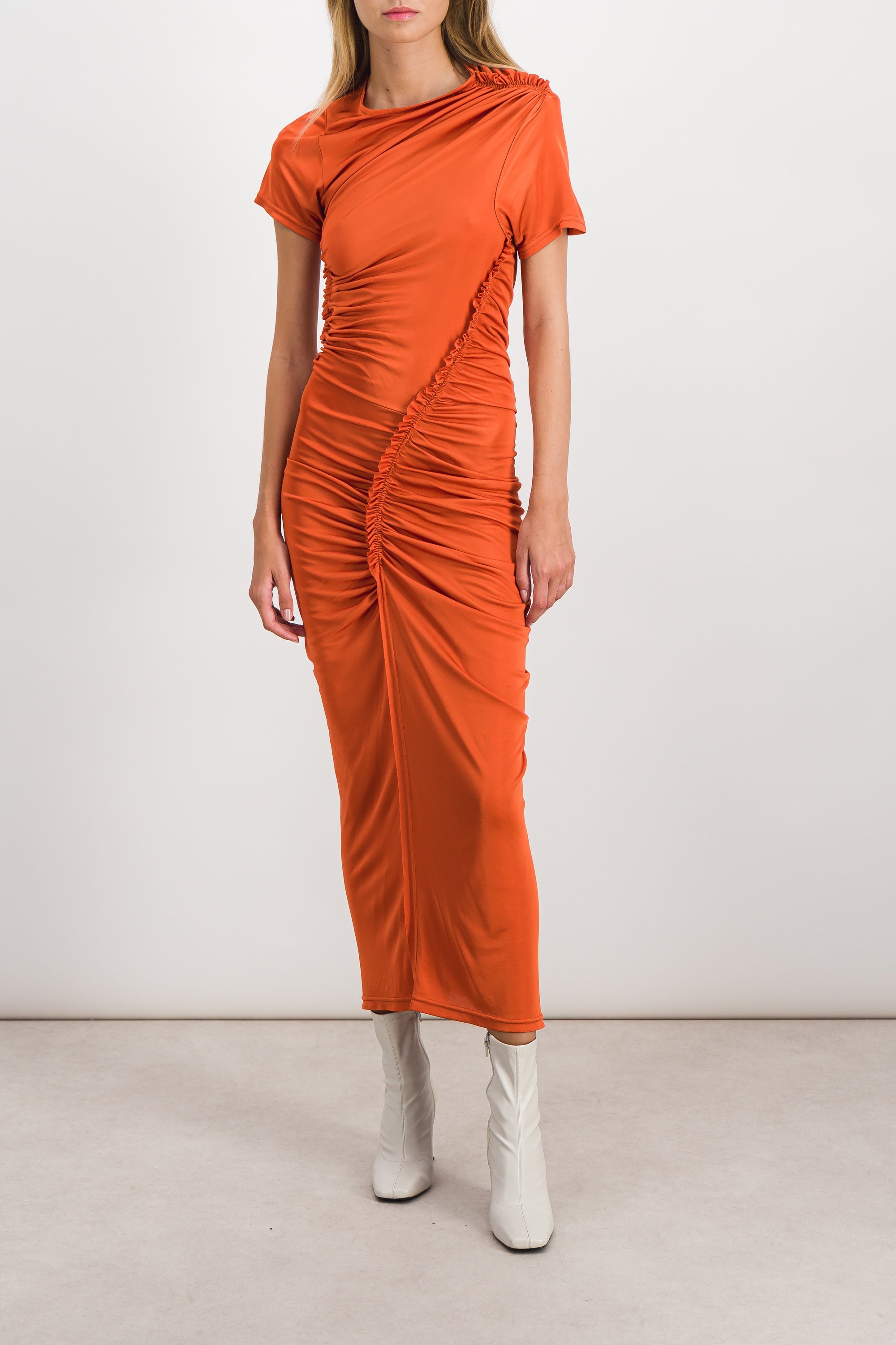 Atlein – Twisted and draped shiny maxi dress – Renaisa