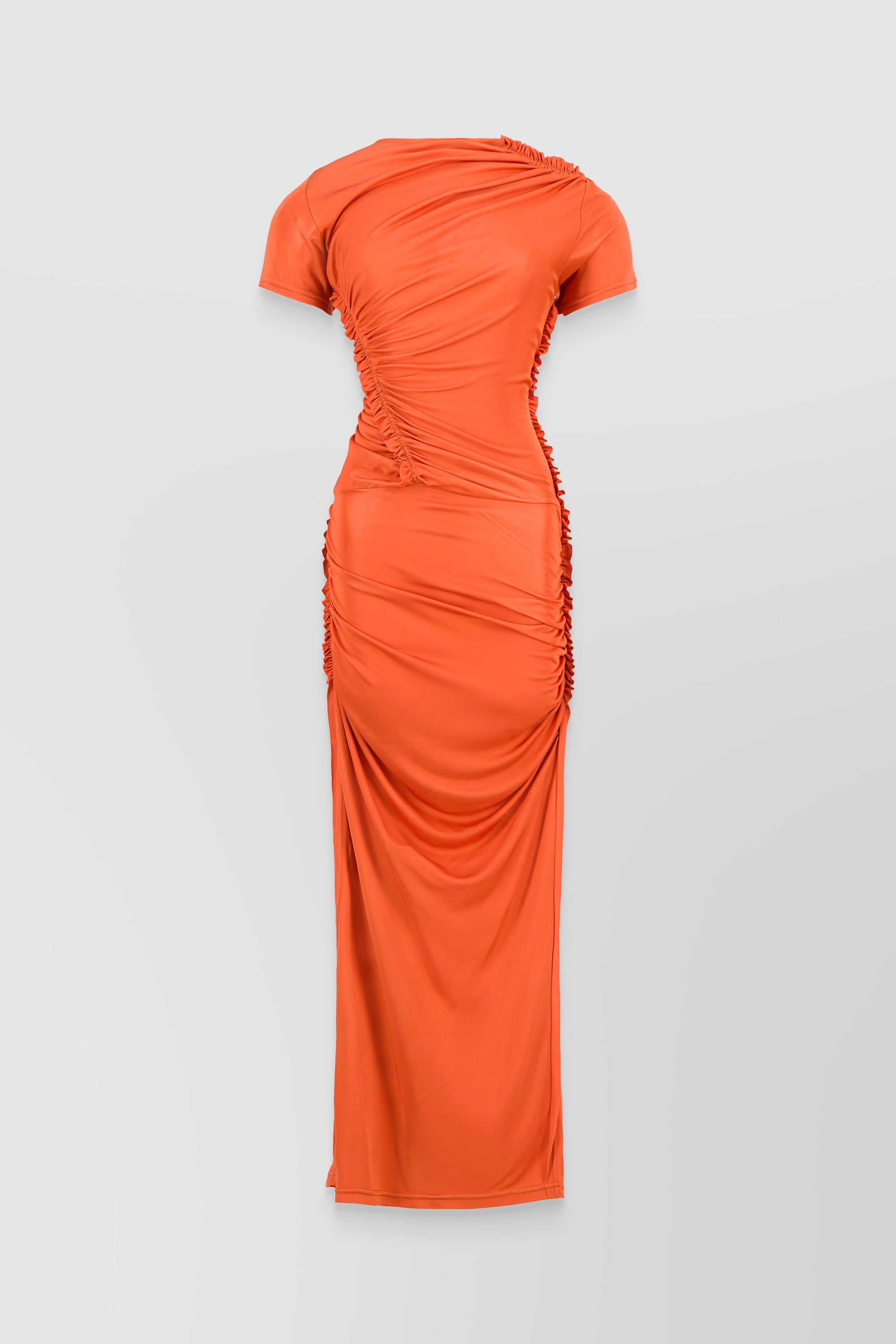 Atlein – Twisted and draped shiny maxi dress – Renaisa
